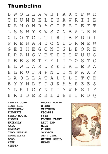 Thumbelina Word Search | Teaching Resources