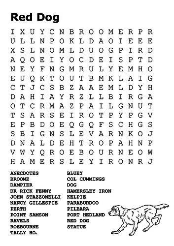Red Dog Word Search | Teaching Resources