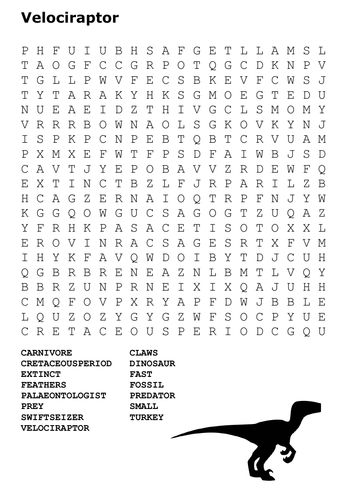 Velociraptor Word Search | Teaching Resources
