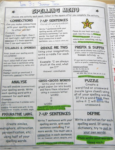 Spelling Menu- Key Stage Two | Teaching Resources Spelling Menu- Key Stage Two | Teaching Resources