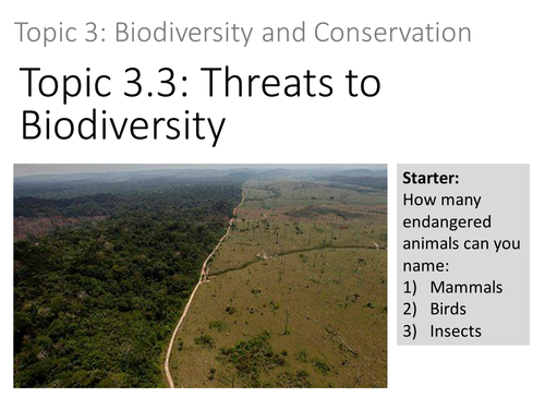 Topic 3.3 Threats to Biodiversity (ESS) | Teaching Resources