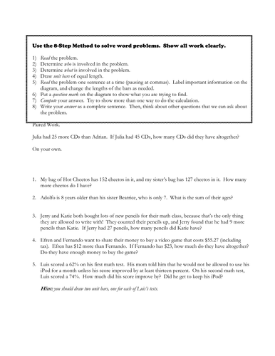 Using bar model to solve simple worded equations - an introduction ...