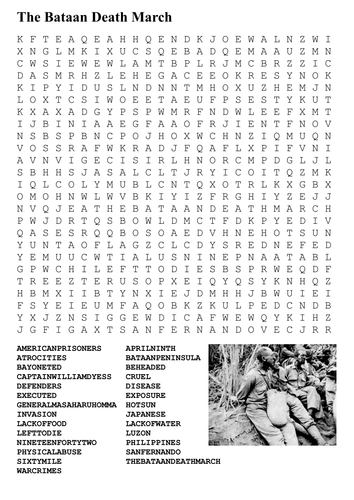 The Bataan Death March Word Search | Teaching Resources