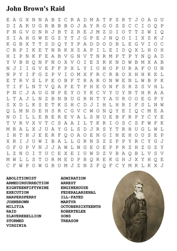 John Brown's Raid - 1859 Word Search | Teaching Resources