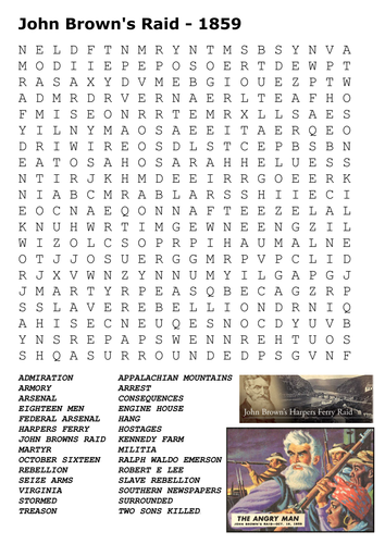 John Brown's Raid - 1859 Word Search | Teaching Resources