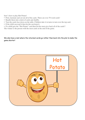 Hot Potato Game sounds or ar ore oor Year 1 Phonics new and improved ...