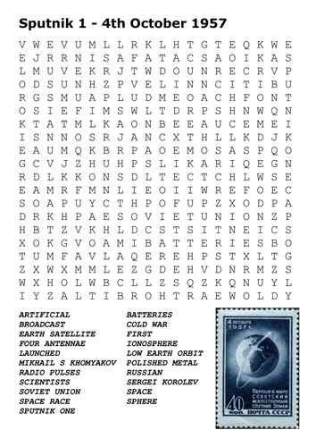 Sputnik 1 Word Search | Teaching Resources