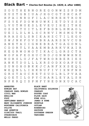 Black Bart Word Search | Teaching Resources