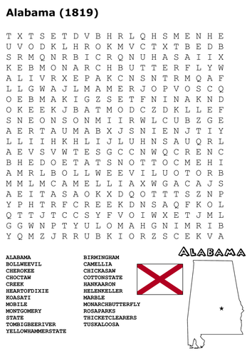 Alabama State Word Search | Teaching Resources
