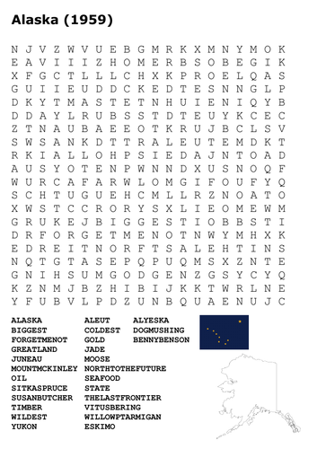 Alaska US State Word Search | Teaching Resources
