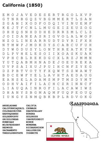 California State Word Search | Teaching Resources