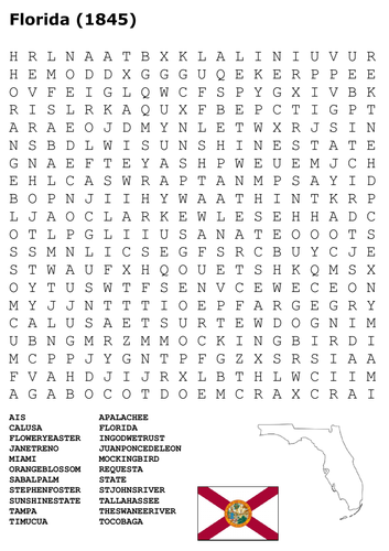 Florida State Word Search | Teaching Resources