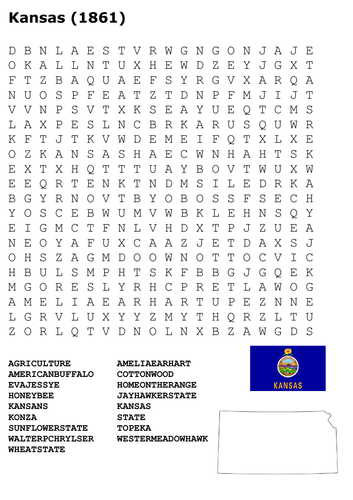 Kansas State Word Search | Teaching Resources