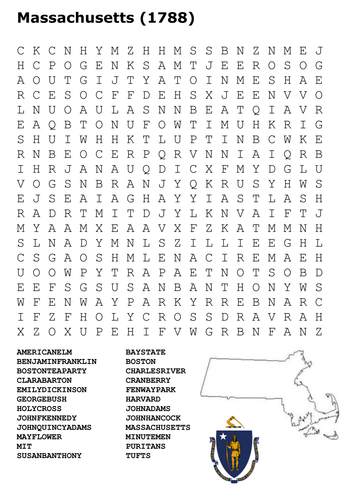 Massachusetts State Word Search | Teaching Resources