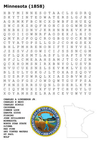 Minnesota State Word Search | Teaching Resources