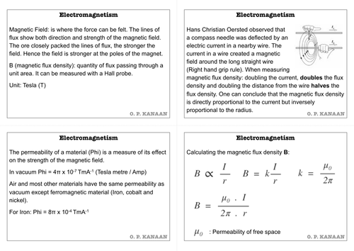 Electromagnetism A-Level Physics Flashcards V1.0 (17 Cards) | Teaching ...