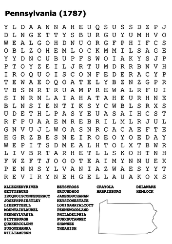 Pennsylvania State Word Search | Teaching Resources