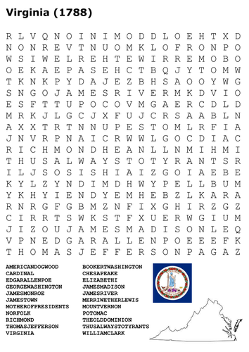Virginia State Word Search | Teaching Resources