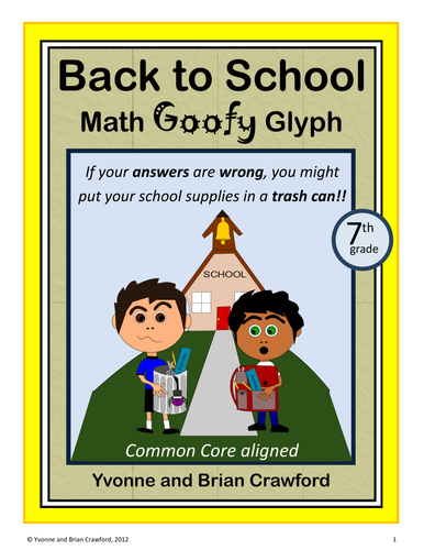 Back to School Math Goofy Glyph (7th grade Common Core) | Teaching ...