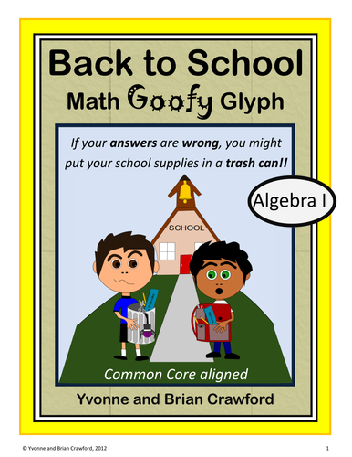 Back to School Math Goofy Glyph (Algebra Common Core) | Teaching Resources
