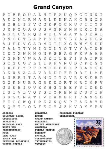 Grand Canyon Word Search | Teaching Resources