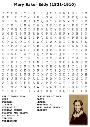 Mary Baker Eddy Word Search | Teaching Resources