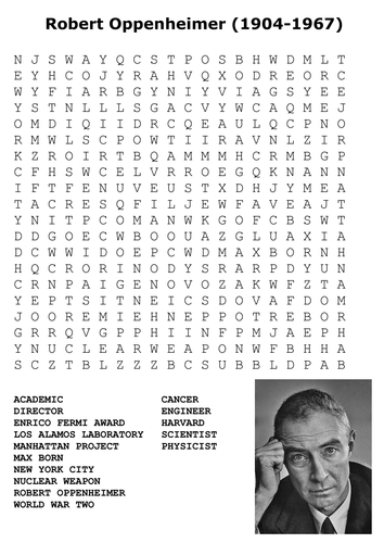 Robert Oppenheimer Word Search | Teaching Resources