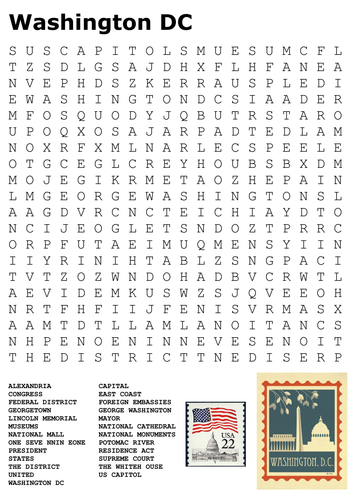 Washington DC Word Search | Teaching Resources