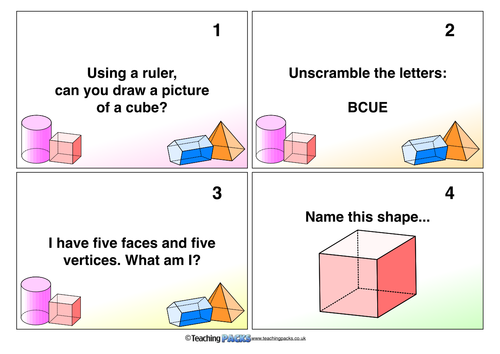 3D Shapes Challenge Cards | Teaching Resources