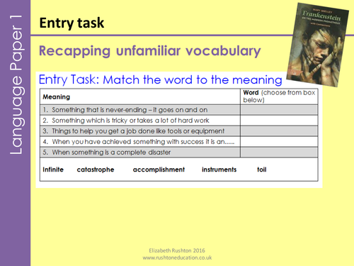 GCSE English Language Paper 1 Q2 Language lesson based on an extract ...