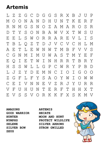 Artemis Word Search | Teaching Resources