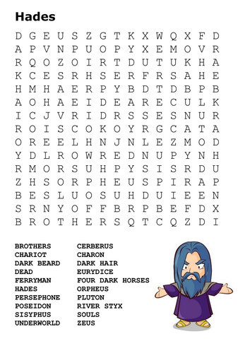 Hades Word Search | Teaching Resources