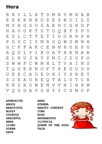 Hera Word Search | Teaching Resources