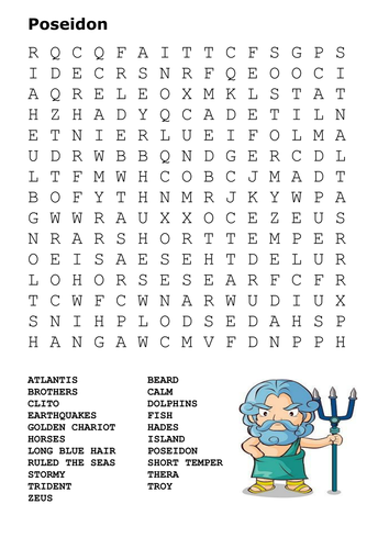 Poseidon Word Search | Teaching Resources