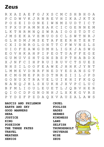 Zeus Word Search | Teaching Resources