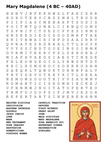 Mary Magdalene Word Search by sfy773 | Teaching Resources