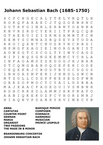 Johann Sebastian Bach Word Search | Teaching Resources
