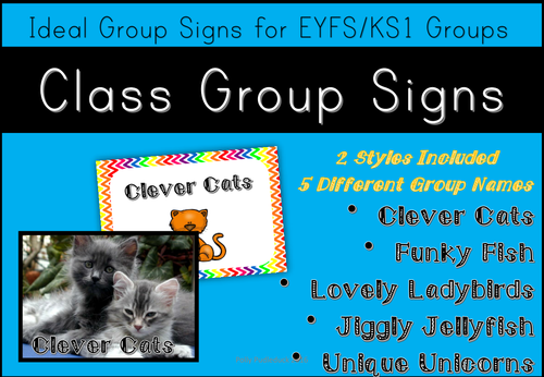 Fun Class Group Signs for Tables/Reading/Group Work (EYFS/KS1 ...