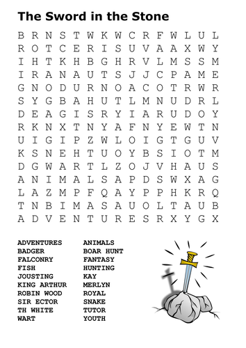 The Sword in the Stone Word Search | Teaching Resources