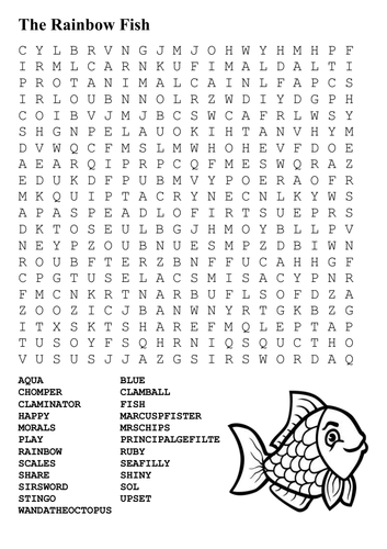 The Rainbow Fish Word Search | Teaching Resources