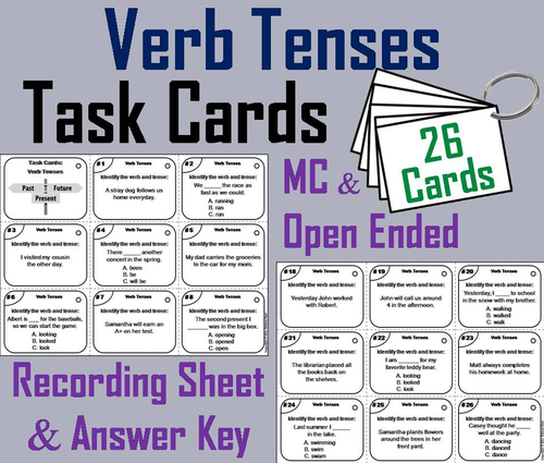 Verb Tenses Task Cards | Teaching Resources