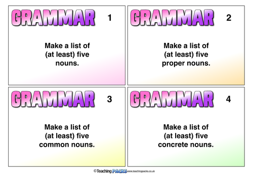 100 Grammar Challenge Cards | Teaching Resources