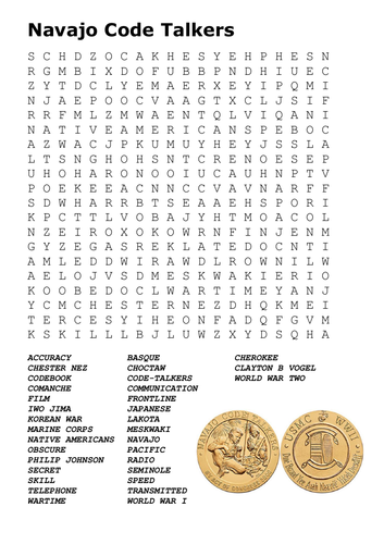 Navajo Code Talkers Word Search | Teaching Resources