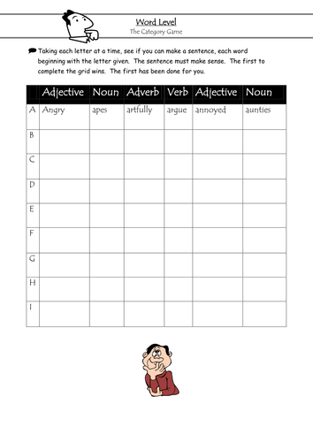 Word Class Challenge | Teaching Resources