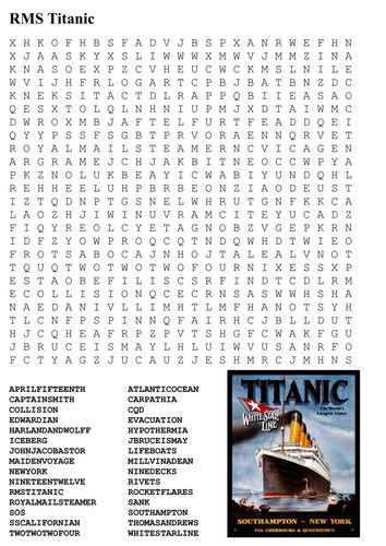 Titanic Word Search | Teaching Resources