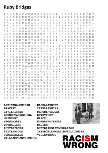 Ruby Bridges Word Search by sfy773 - Teaching Resources - Tes