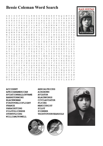 Bessie Coleman Word Search | Teaching Resources