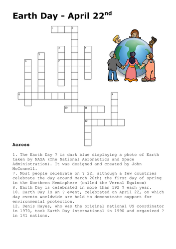Earth Day Crossword | Teaching Resources