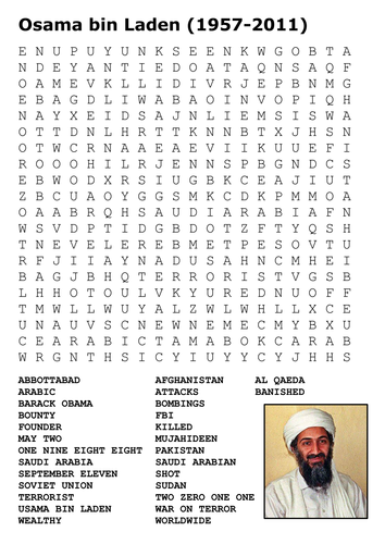 Osama bin Laden Word Search | Teaching Resources