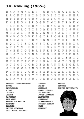 JK Rowling Word Search | Teaching Resources